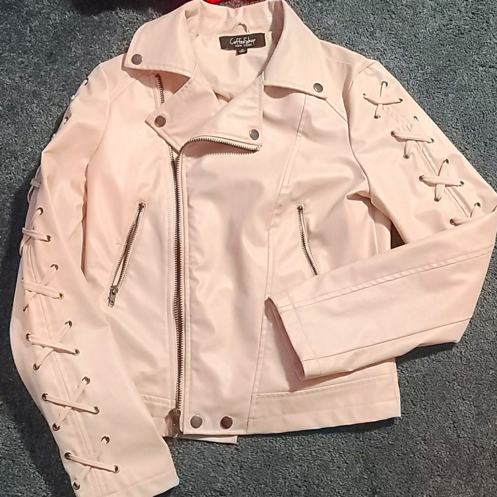 Coffee Shop Pink Leather Jacket - Gem